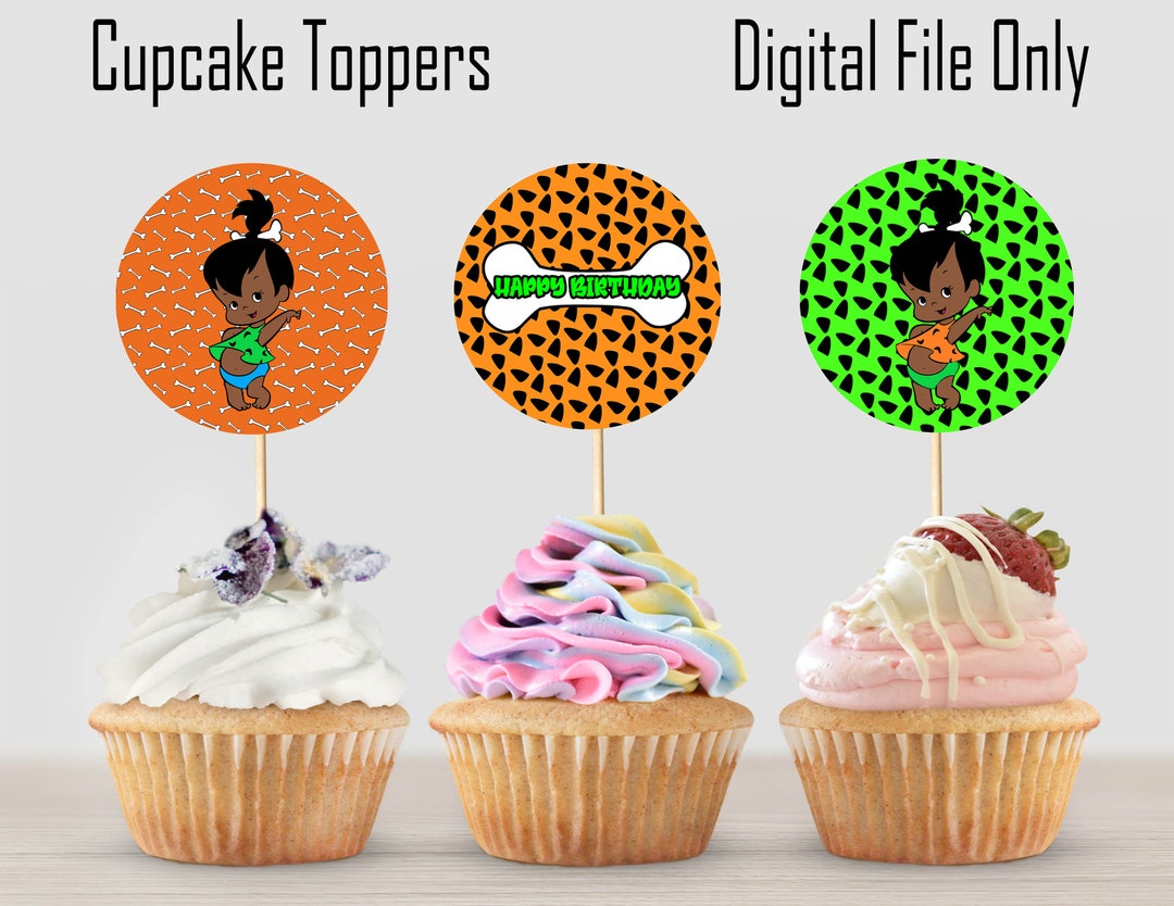 African American Pebbles Digital Cupcake Toppers - Pebbles Party ...