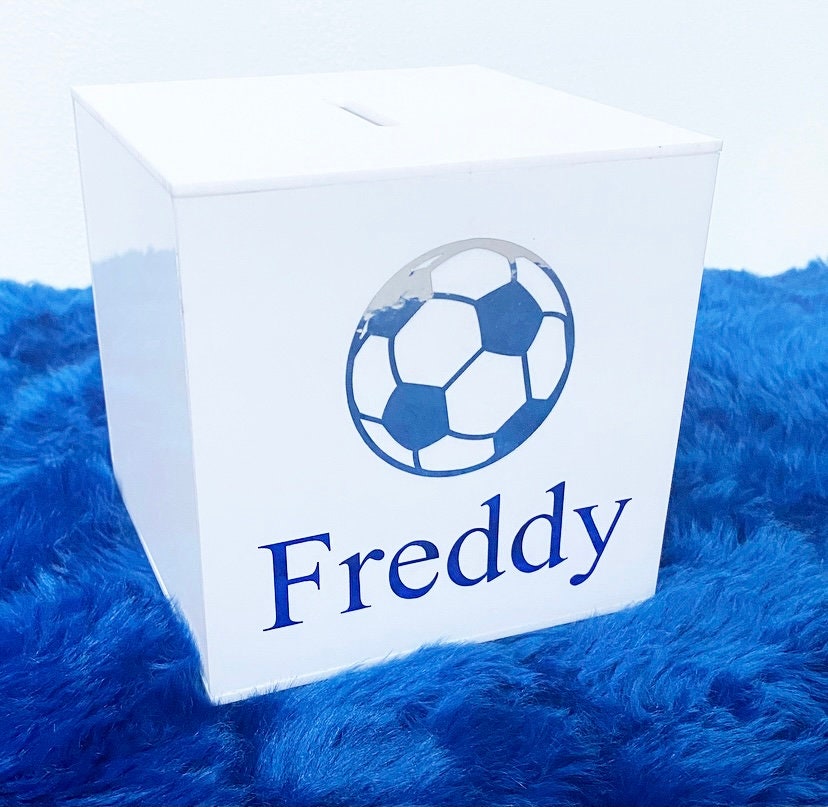 Money Box | Personalised Football Piggy Bank | Any Name Custom Made ...