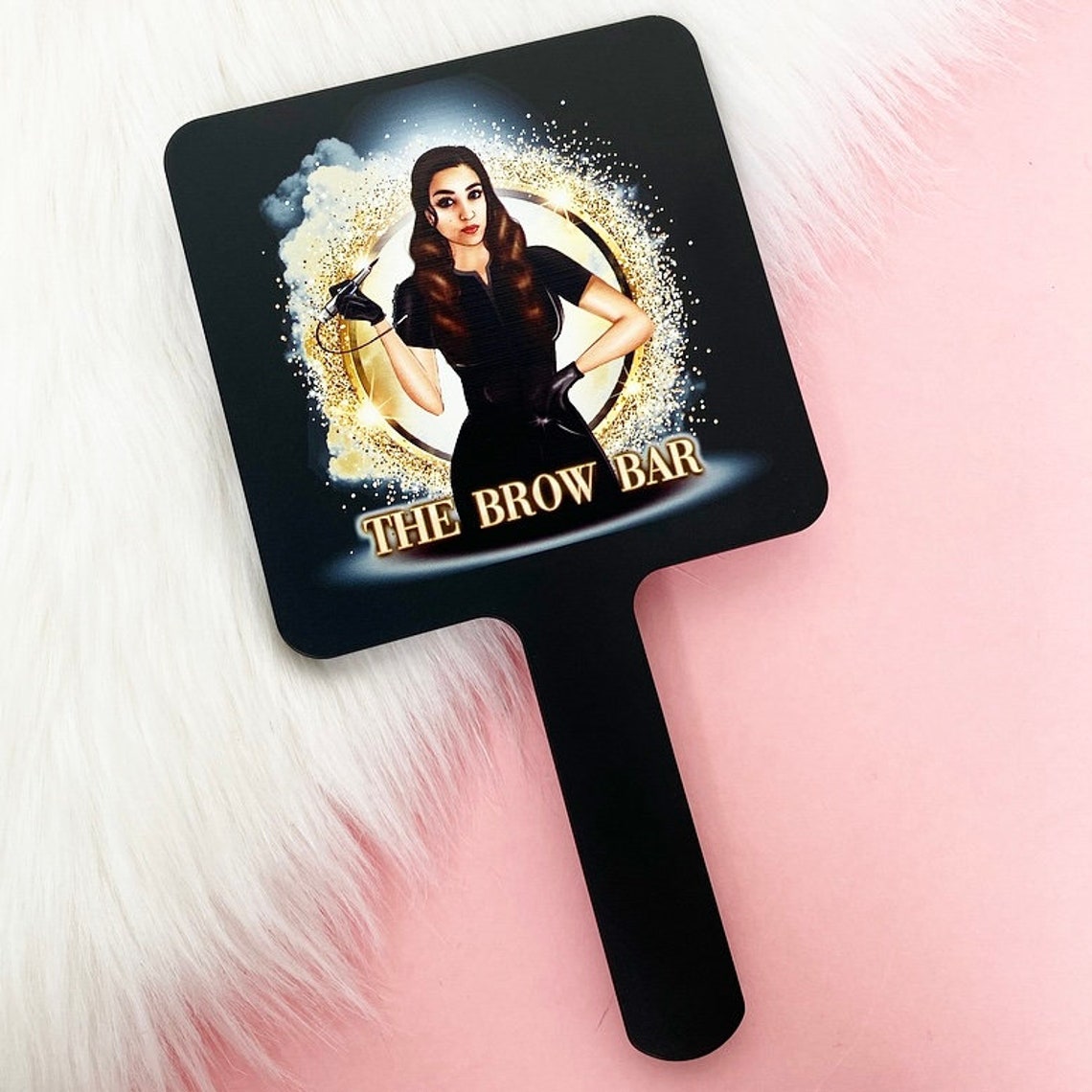 Logo/ Image Handheld Mirror Personalised Mirror 3 Colours Travel Mirror ...