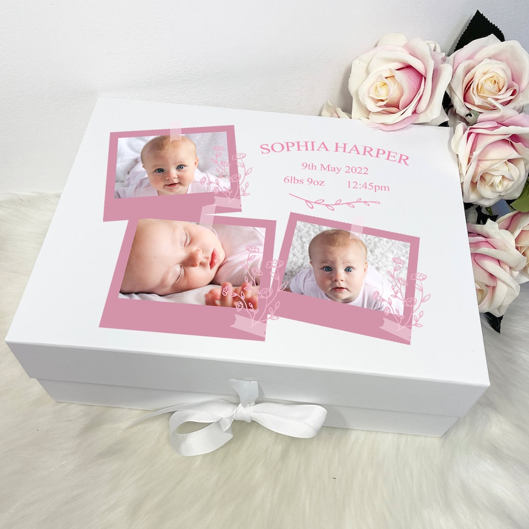 Baby Memory Custom Large Gift Box Personalised New Born Baby Gift Box Empty to Fill Keep Sake ...