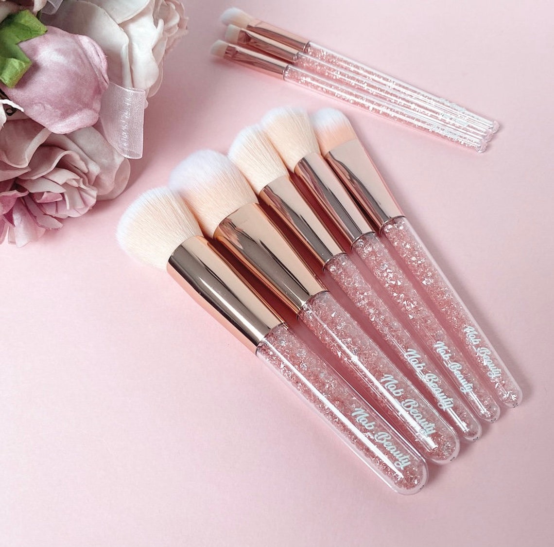 Pink Makeup Brushes Personalised Printed Pink Brush Set Birthday ...