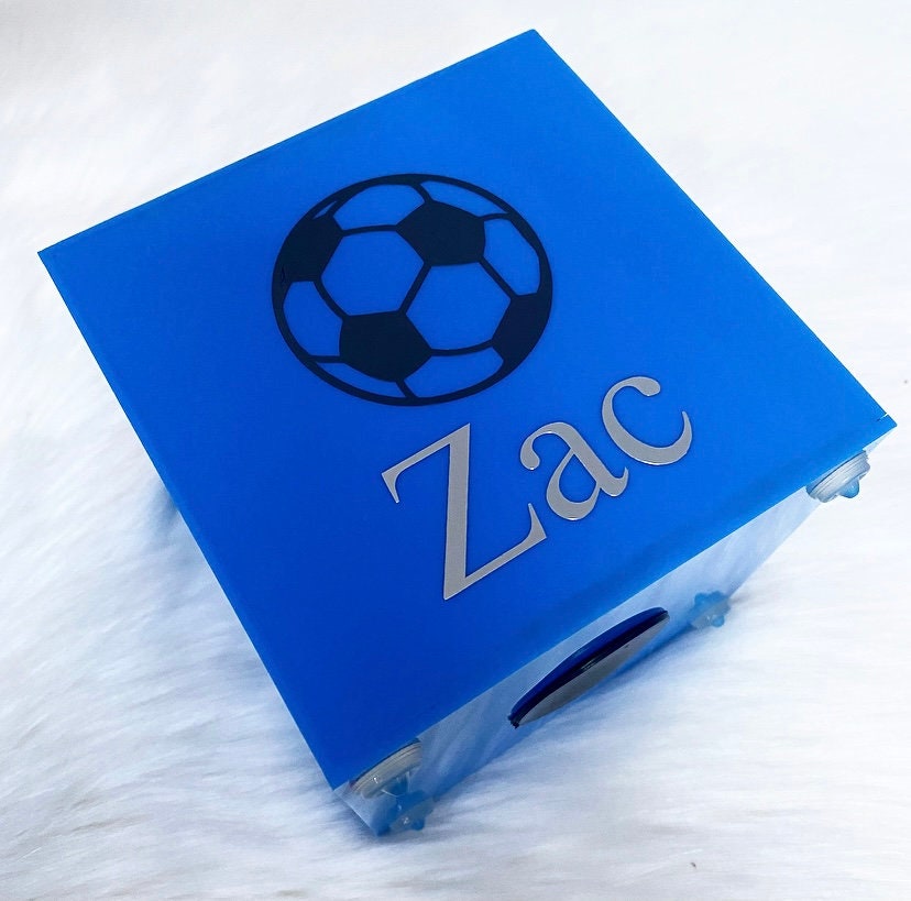 Money Box | Personalised Football Piggy Bank | Any Name Custom Made ...