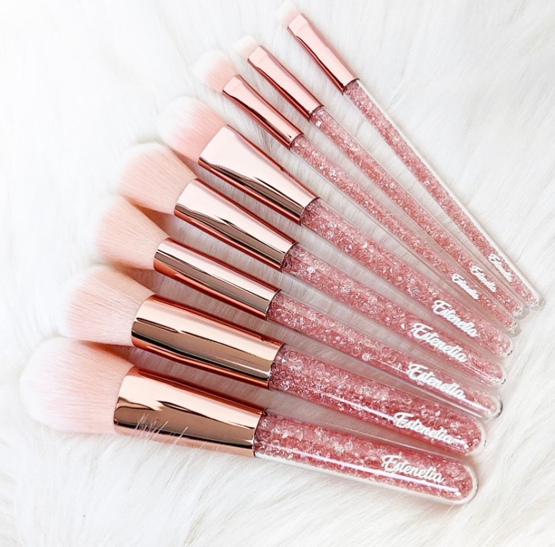 Pink Makeup Brushes Personalised Printed Pink Brush Set Birthday ...