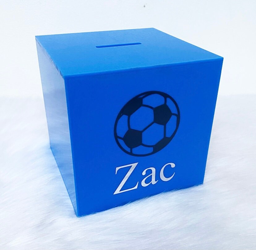 Money Box | Personalised Football Piggy Bank | Any Name Custom Made ...