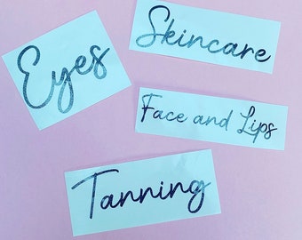 Makeup Organizer Decals, Vinyl Stickers for Make up Storage, Makeup ...
