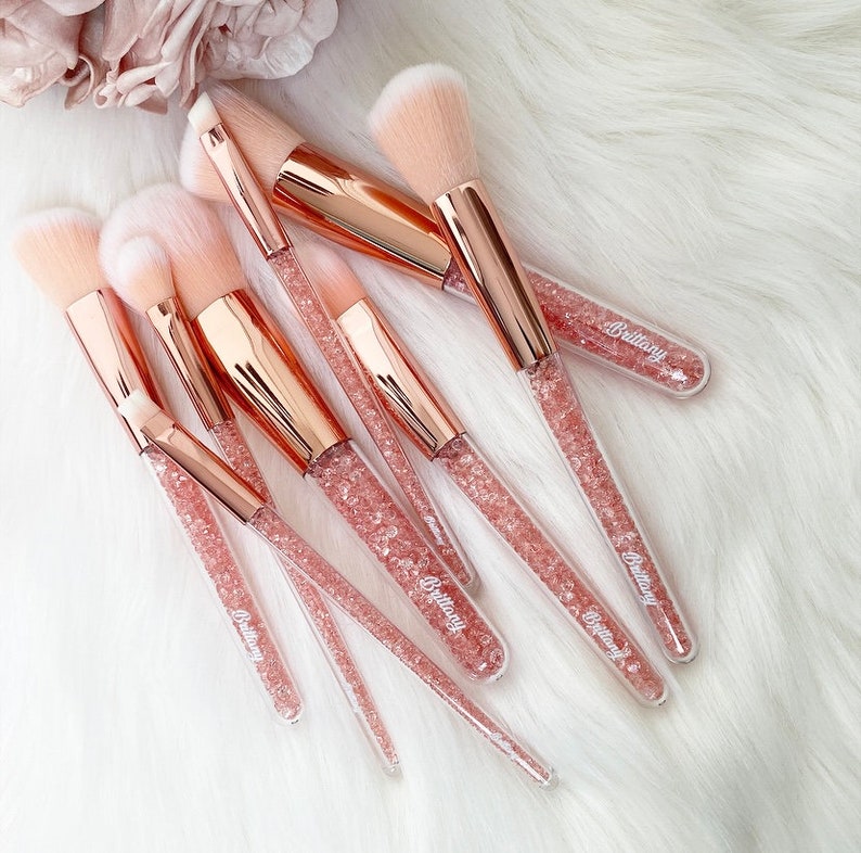 Pink Makeup Brushes Personalised Printed Pink Brush Set Birthday ...