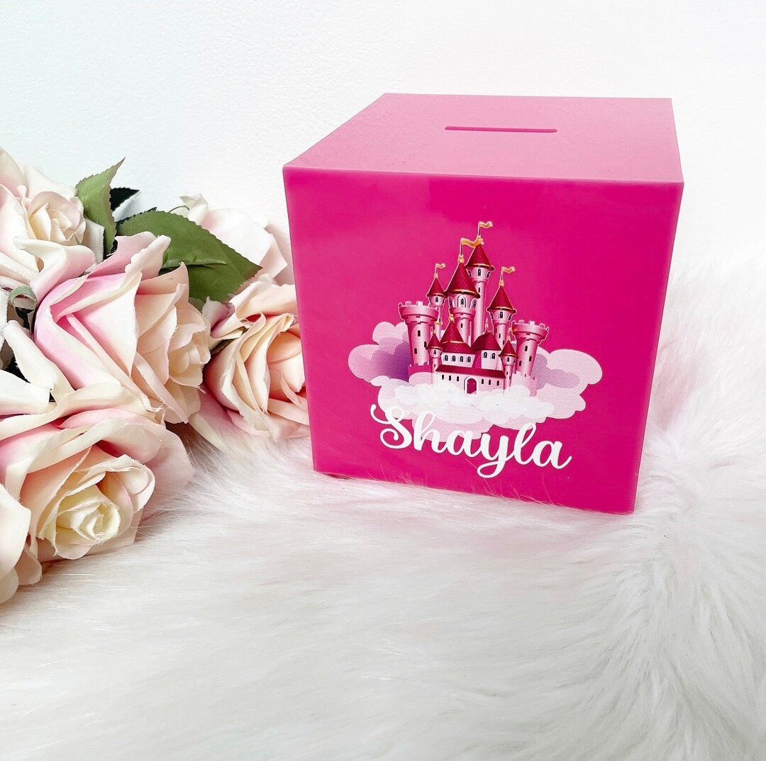 Personalised Princess Piggy Bank Custom Name Money Box Printed Princess ...