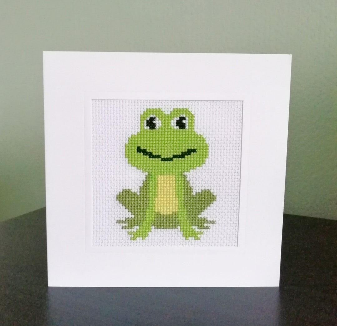 Hand Stitched Happy Green Frog Greetings Card Suitable for - Etsy