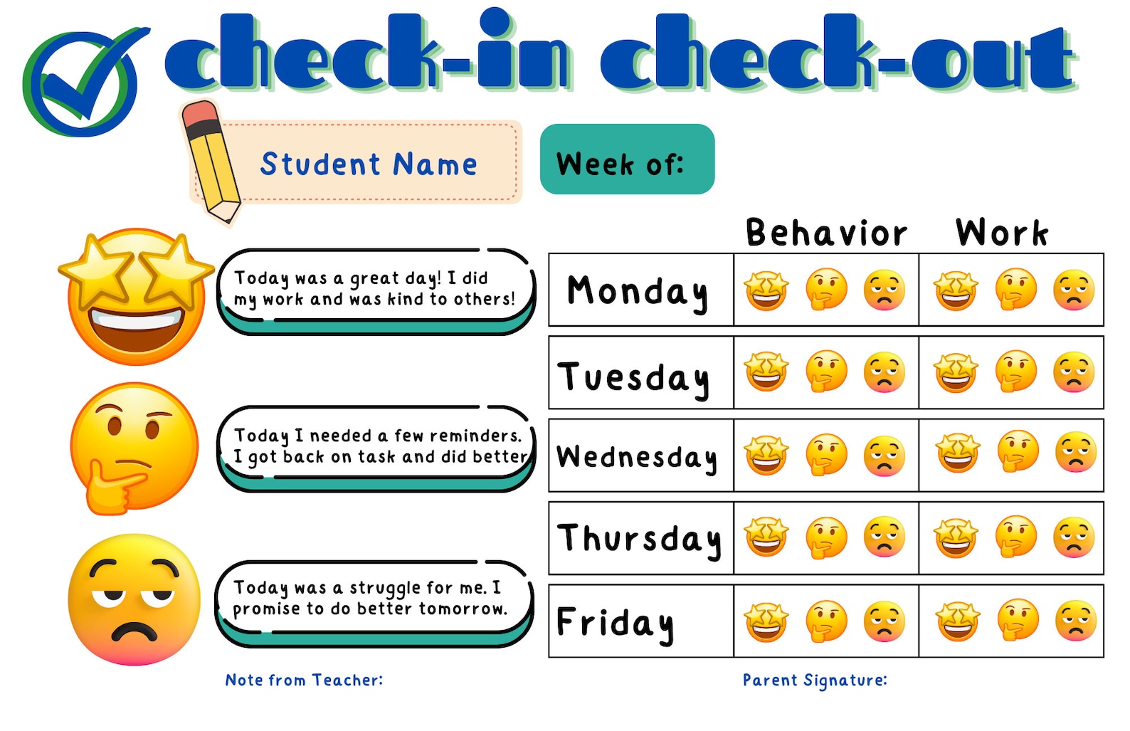 PBIS Student Check-in/check-out Template - Etsy