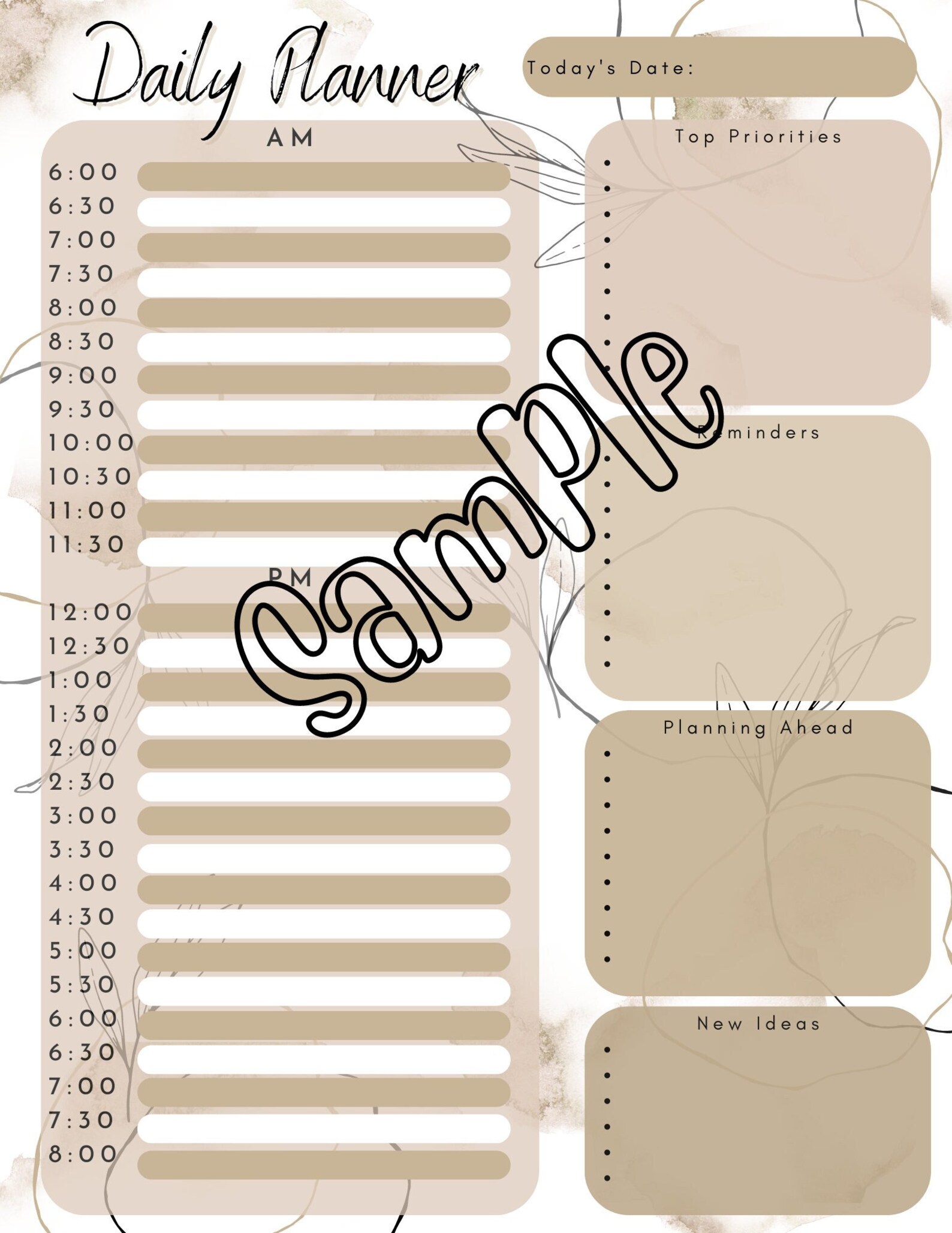 Daily Digital Planner - Customizable, Easy, Neutral Colors - Etsy
