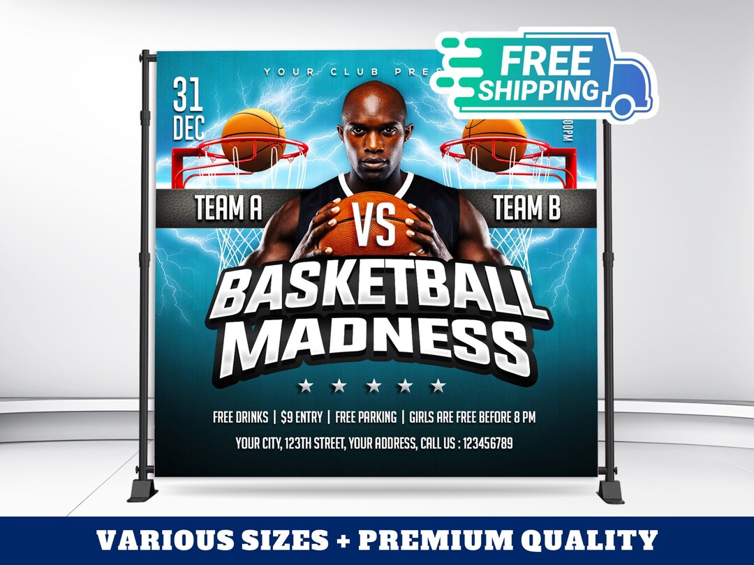 Basketball Backdrop Banner , Event Celebration Backdrop, Boy Birthday ...