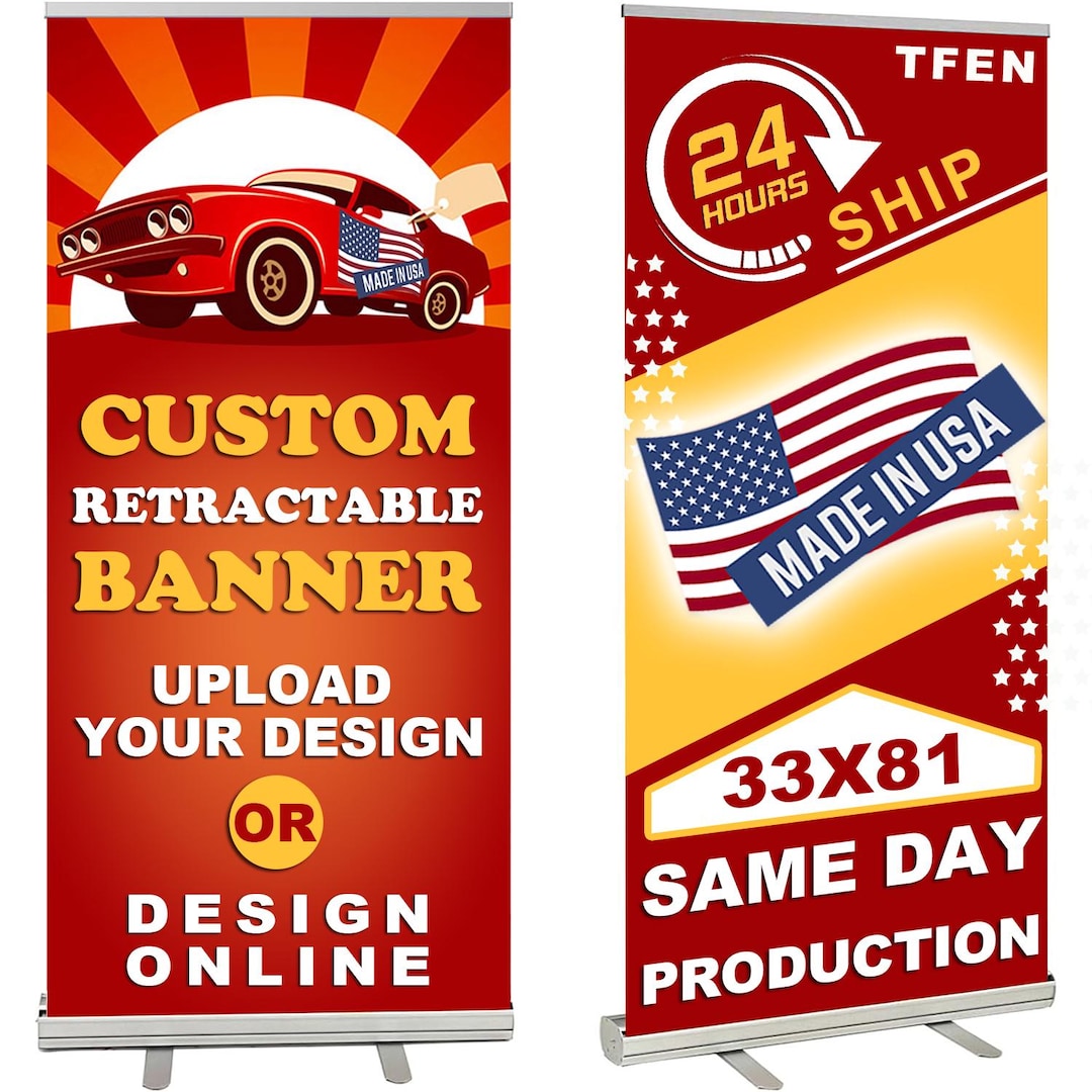 Custom Roll up Retractable Banner, 33" X 81" Pop up Banner Stand ...