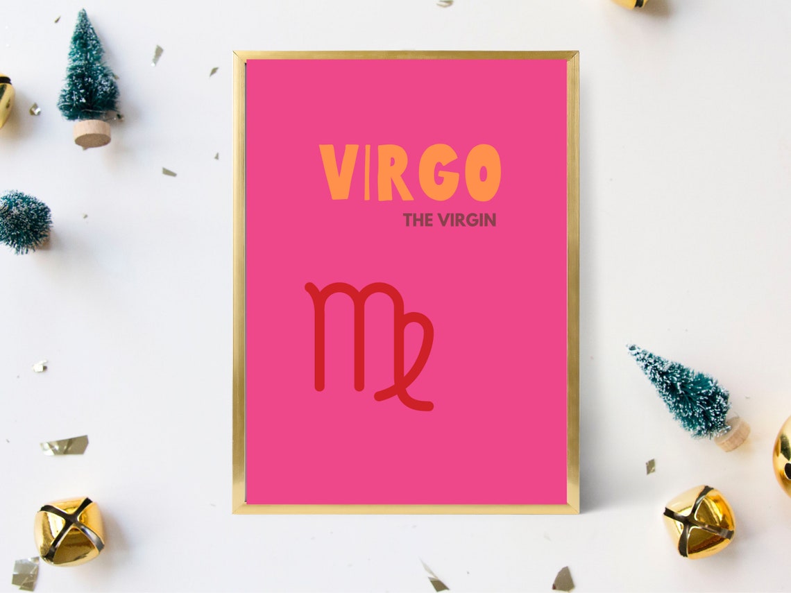 Virgo Instant Download Poster Hot Pink and Orange Zodiac | Etsy