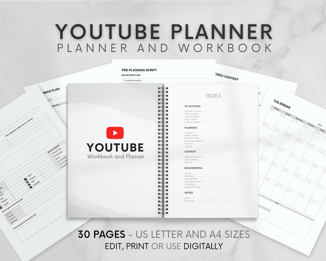 Youtube Planner Printable and Editable | Video Planner, Social Media ...