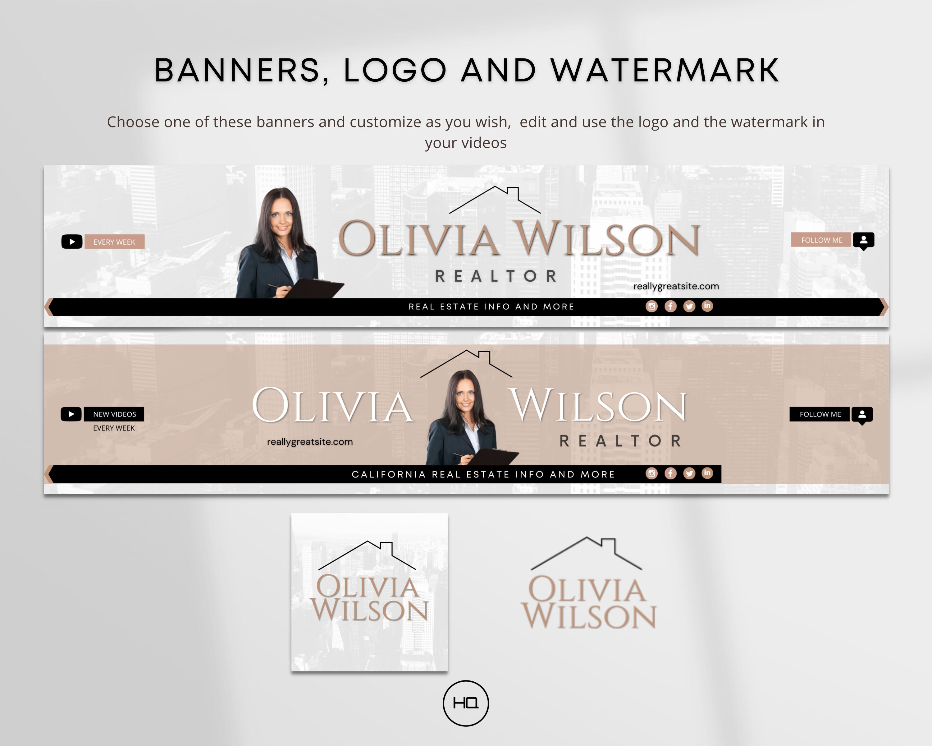 Youtube Channel Kit Real Estate | Youtube Banner, Intro, Outro, Video ...