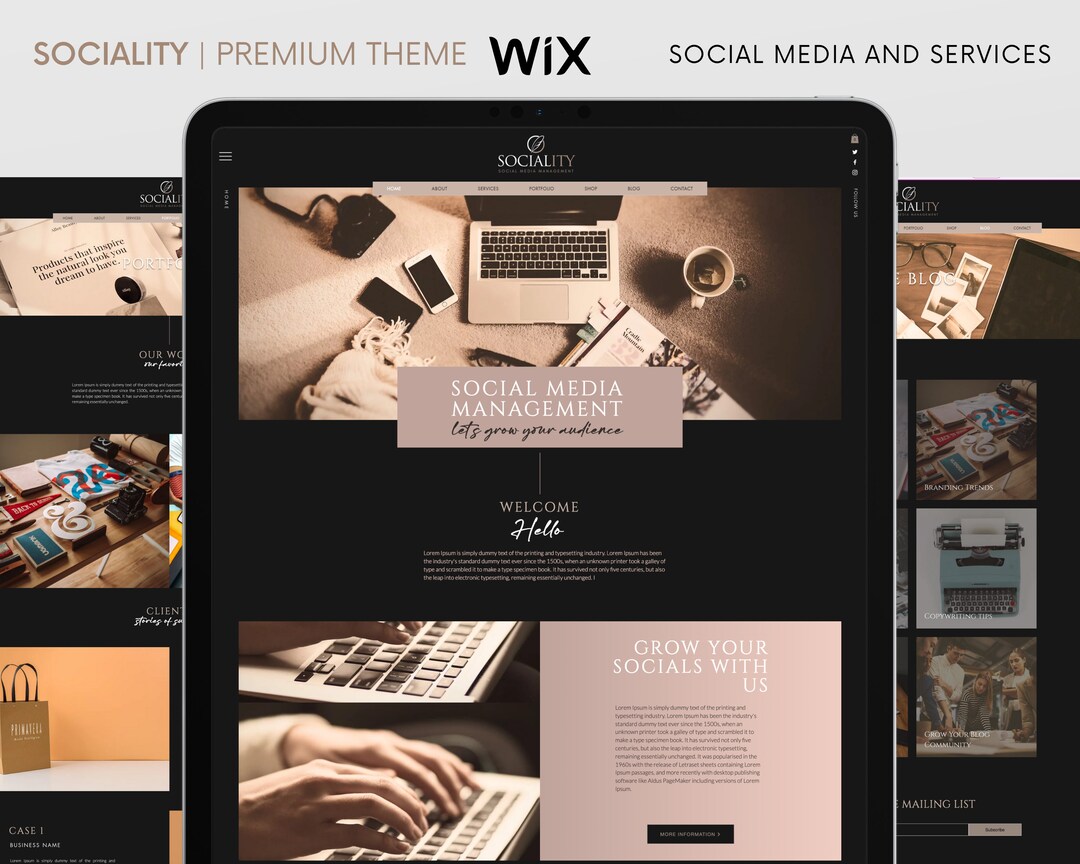 Wix Website Template | Website Design Premium Wix Theme | Social Media ...