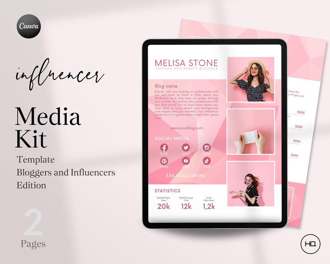 Media Kit Template Canva for Influencer and Blogger | Two Pages Media ...
