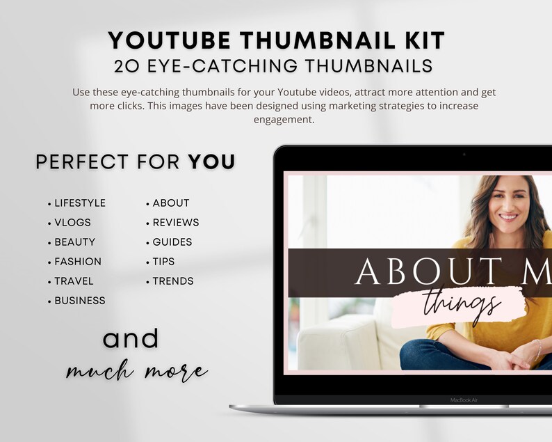 Youtube Thumbnail Kit | 20 Personalized Thumbnail Templates | Youtube ...