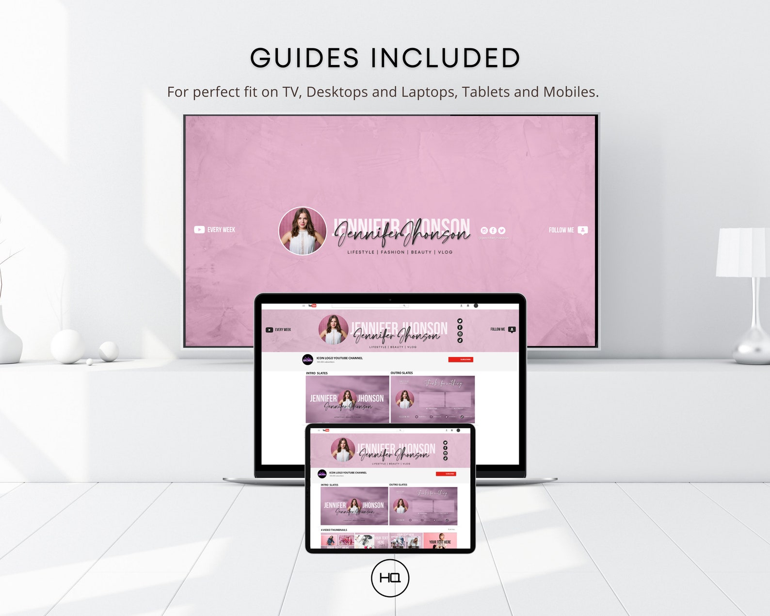 Youtube Channel Kit Pink Youtube Banner Intro Outro Video - Etsy