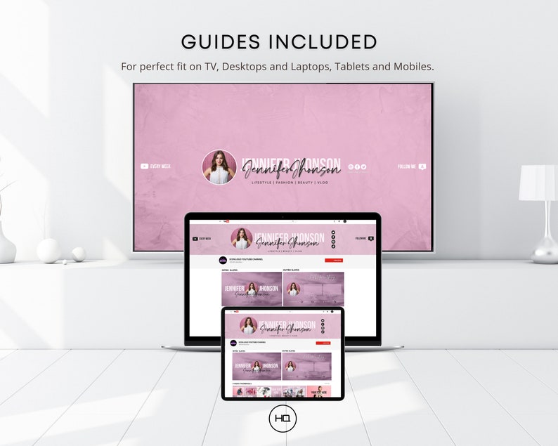 Youtube Channel Kit Pink Youtube Banner Intro Outro Video - Etsy