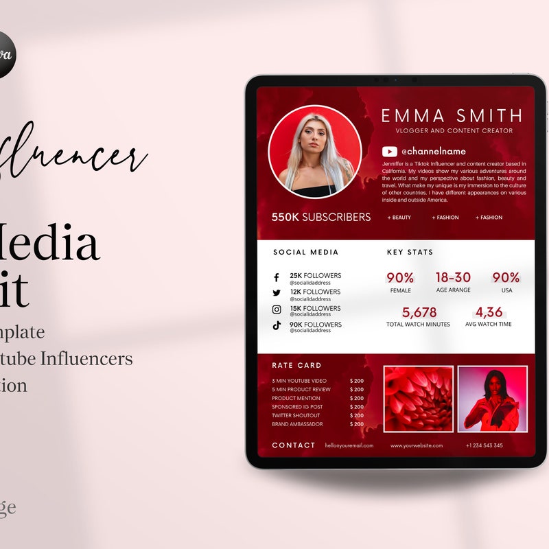 Influencer Media Kit Red - Etsy