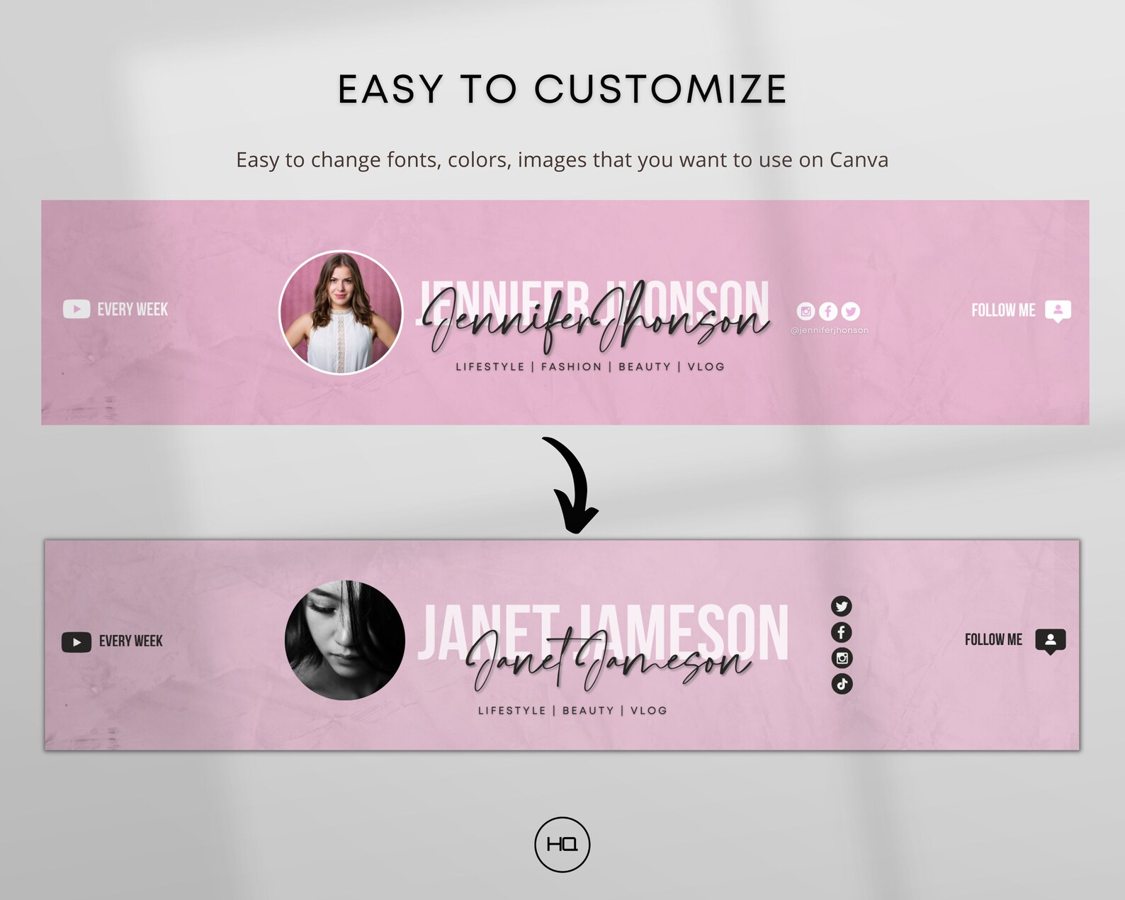 Youtube Channel Kit Pink Youtube Banner Intro Outro Video | Etsy