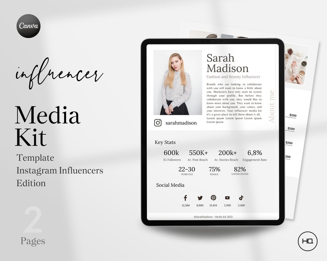 Media Kit Template Canva for Instagram | Two Pages | Instagram ...