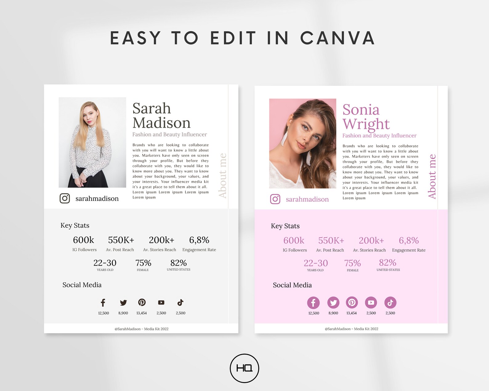 Media Kit Template Canva for Instagram | Two Pages | Instagram ...