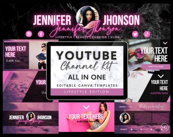 Youtube Channel Kit Youtube Banner Intro Outro Video | Etsy