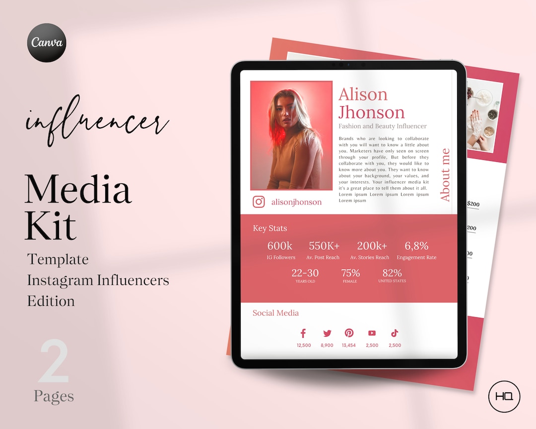 Media Kit Template Canva for Instagram | Two Pages | Instagram ...