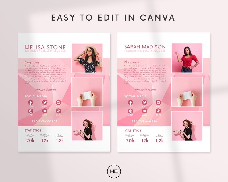 Media Kit Template Canva for Influencer and Blogger | Two Pages Media ...