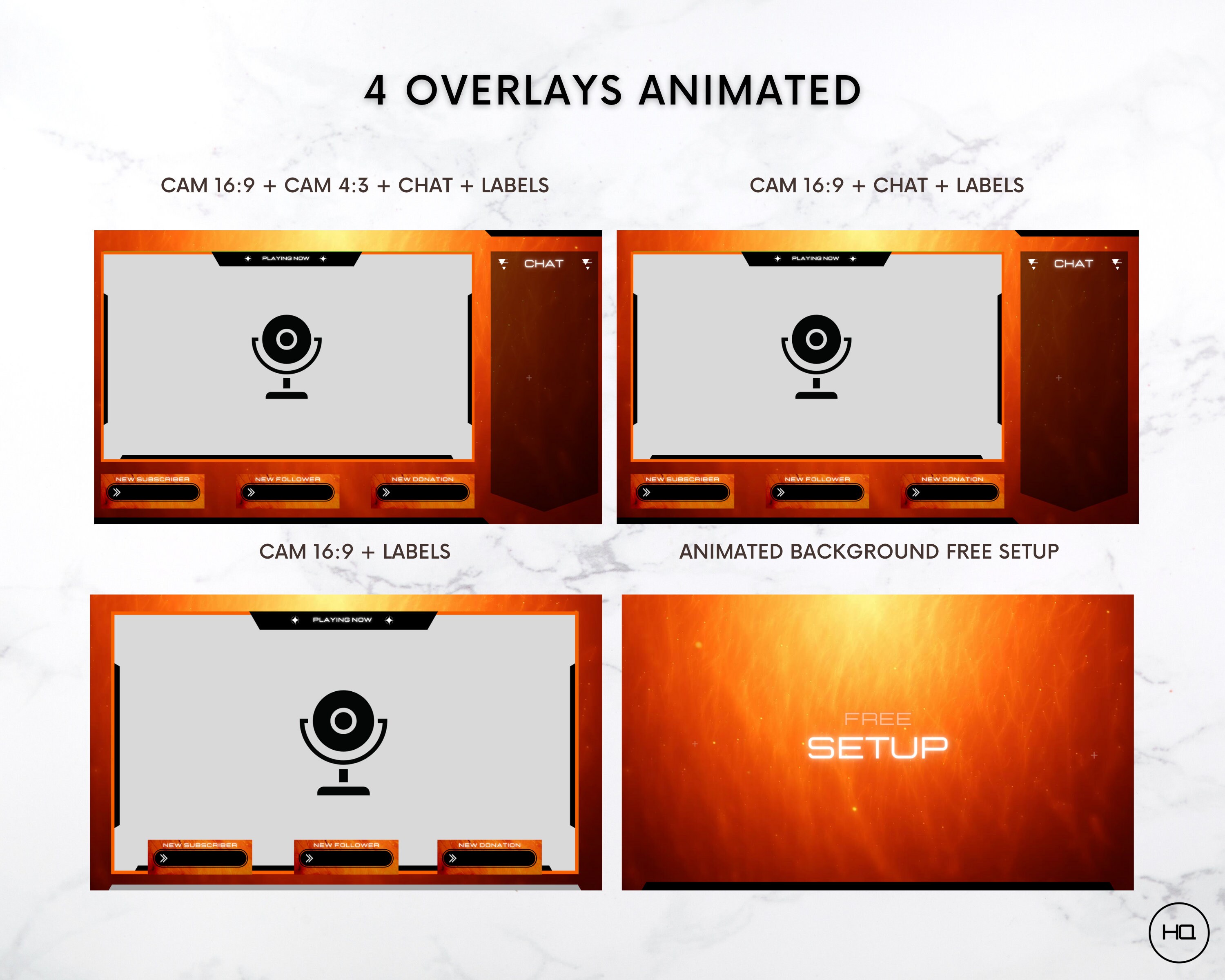 Twitch Overlay Package Orange Edition | Twitch Transition Overlays ...