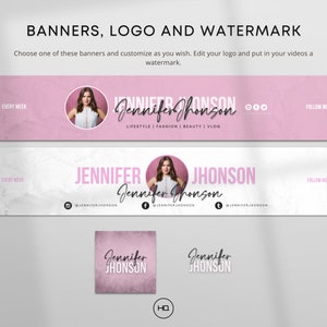 Youtube Channel Kit Pink | Youtube Banner, Intro, Outro, Video Overlay ...