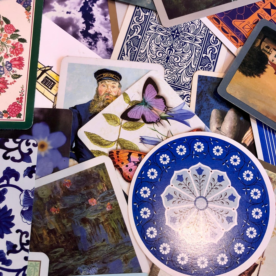 LOT of 36 PLAYING CARDS in Shades of Blue and Green. Fantastic - Etsy