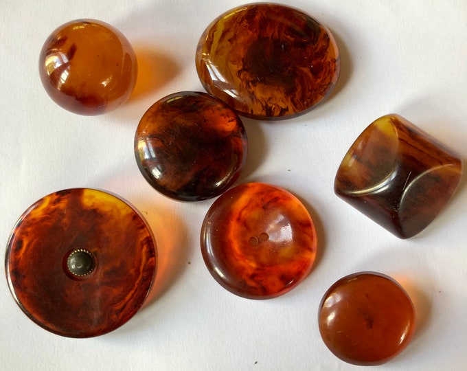 Lot of 7 FAUX TORTOISE Shell BUTTONS. Great Selection of Shapes and ...