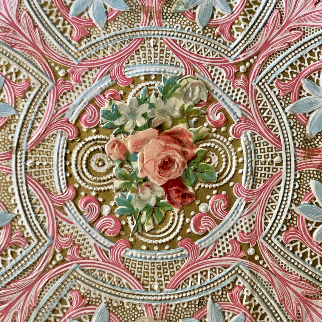 VICTORIAN VALENTINE, PINK. Embossed Finish, Intricate Design, Blue ...