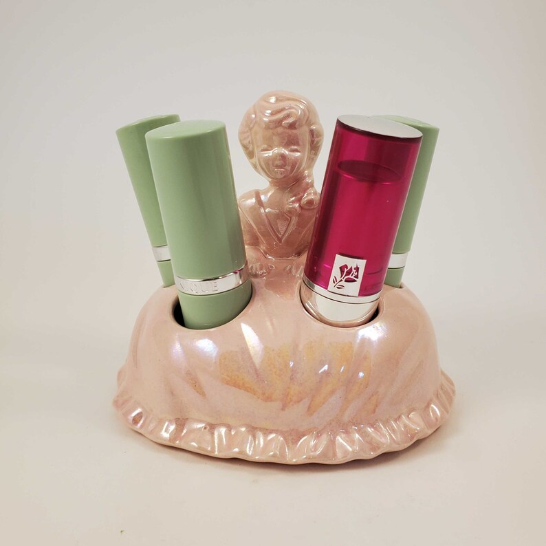Vintage Pink Lady Porcelain Lipstick Holder - Etsy