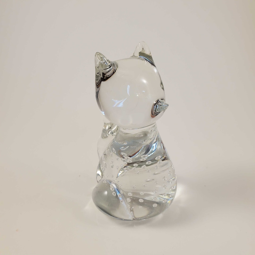 Vintage Glass Cat Figurine - Etsy