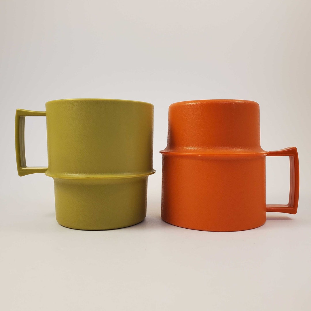 Vintage Orange and Green Tupperware Mugs Set of 2 - Etsy
