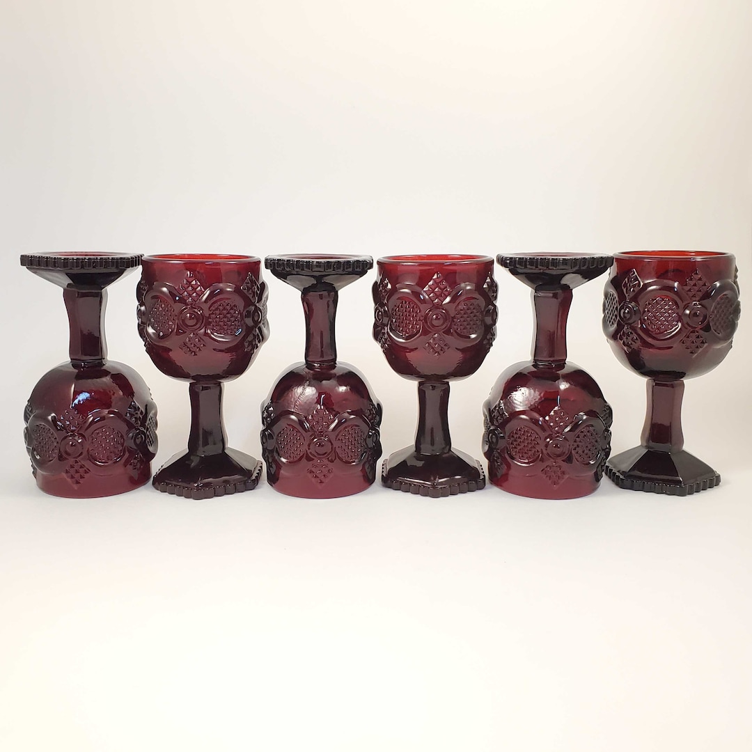 Small Ruby Red Vintage Avon Cape Cod Wine Glasses - Set of 6 - Etsy