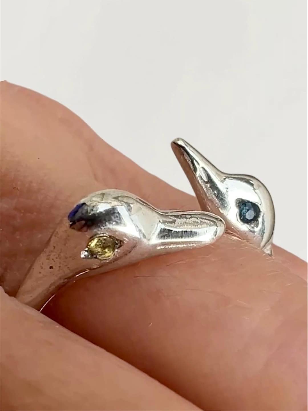Sterling Silver Duck Ring With Multi-colored Sapphires, Handmade ...