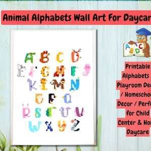 Animal Alphabets Wall Art for Daycare / Printable Alphabets / Playroom ...