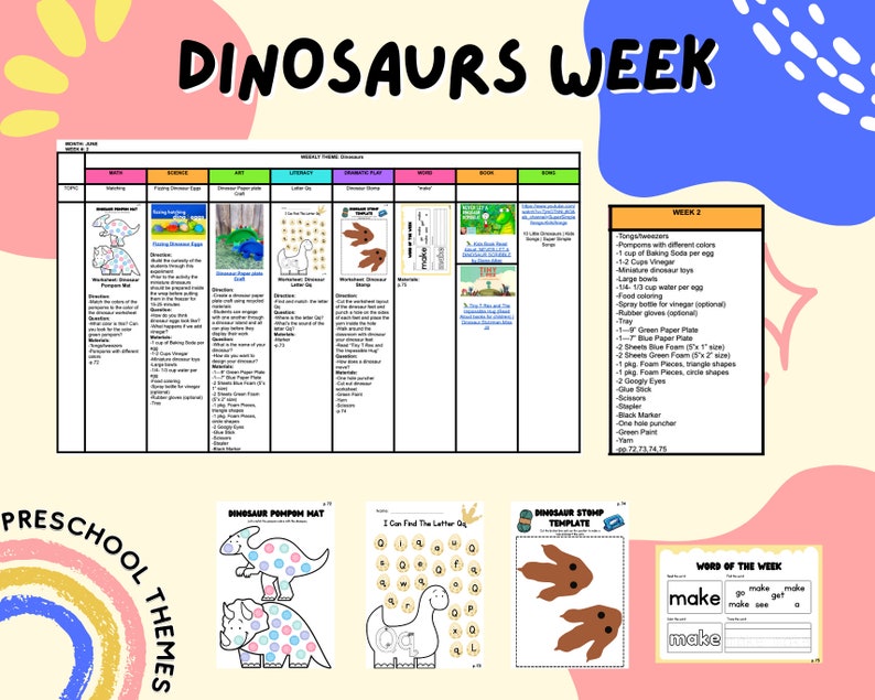 Animal Themes Printable Preschool Lesson Plan Bundle (digital Download ...