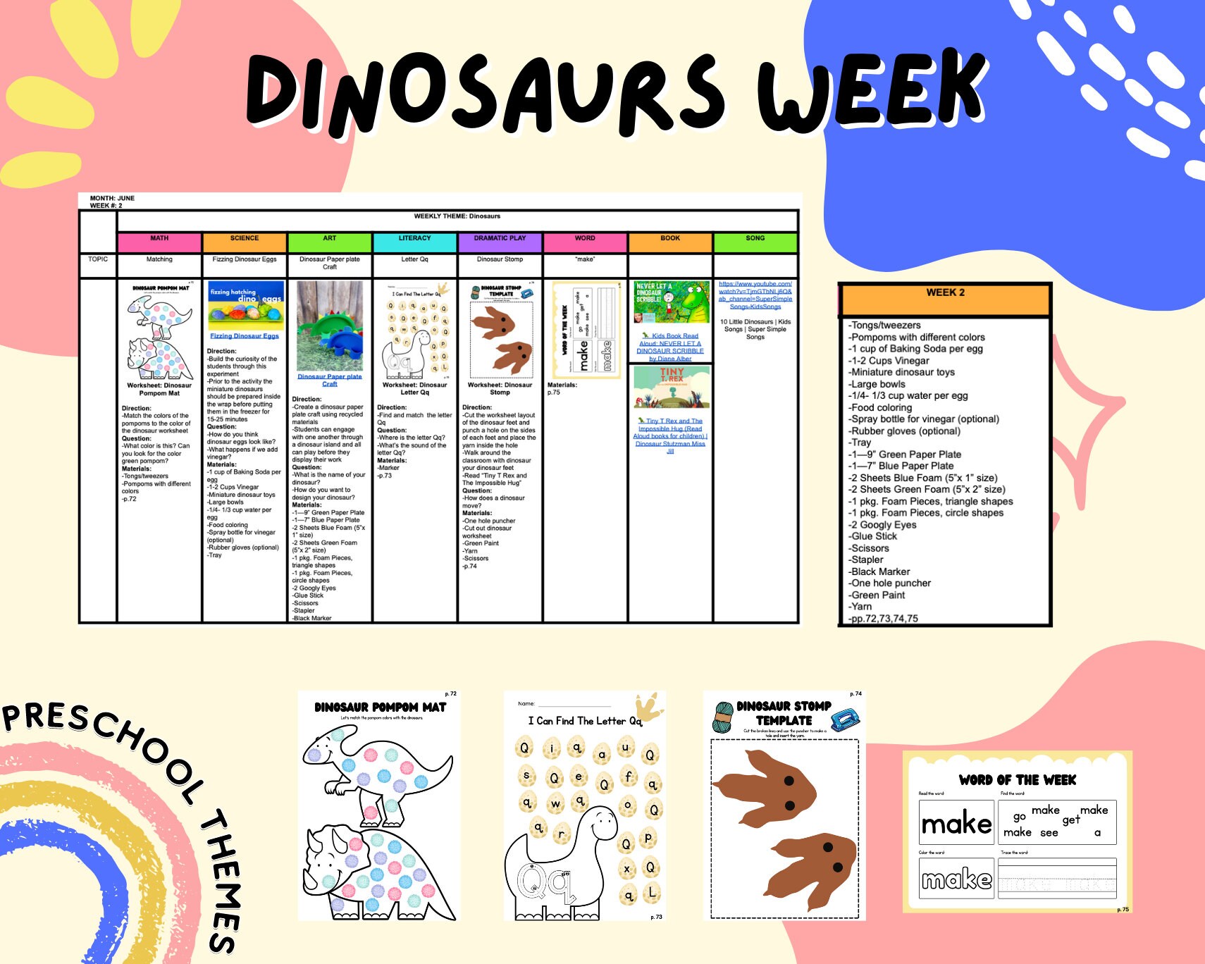 ANIMAL THEMES Printable Preschool Lesson Plan Bundle/perfect for ...