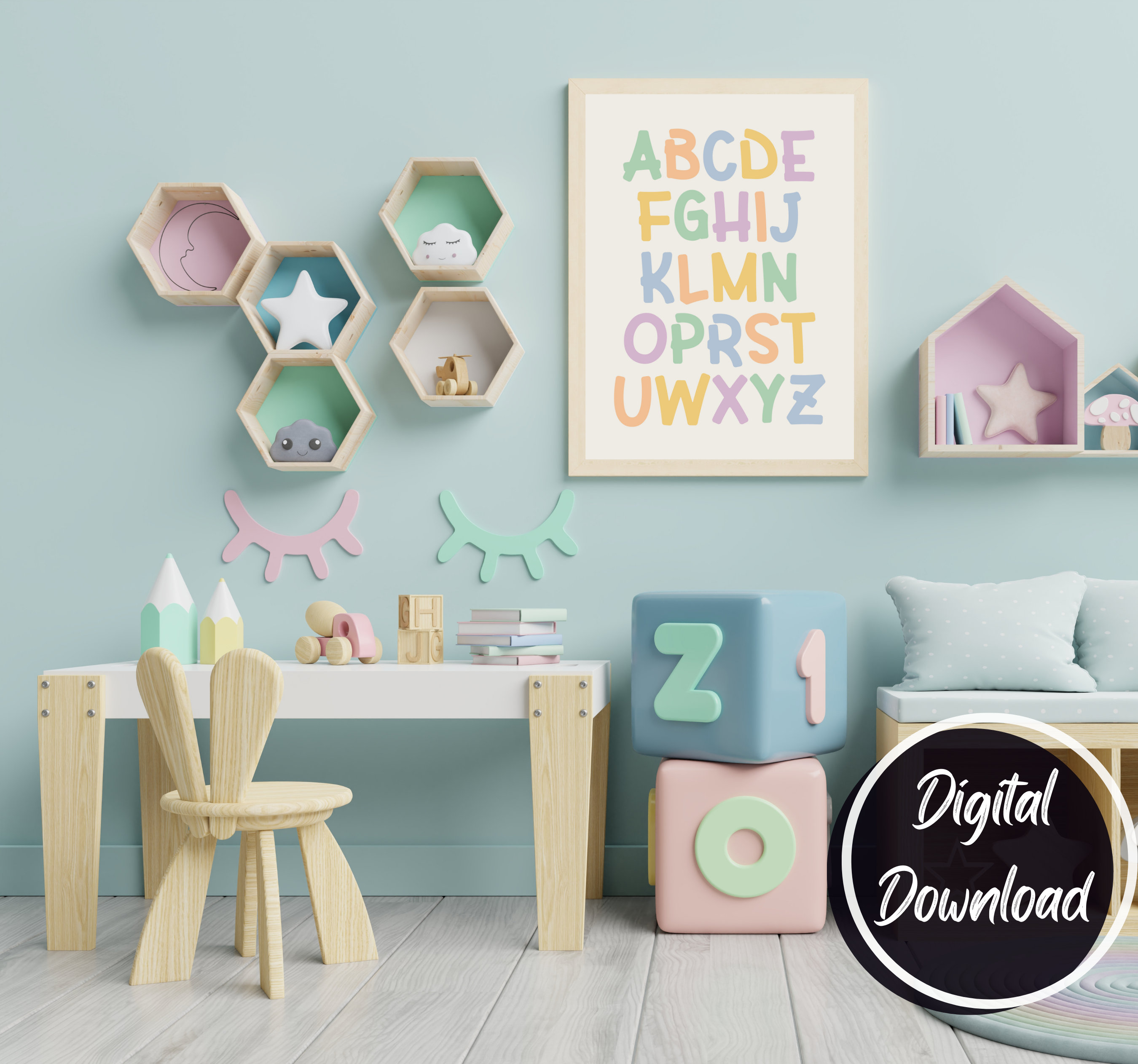 Alphabets Wall Art for Daycare / Printable Alphabets ABC / Playroom ...