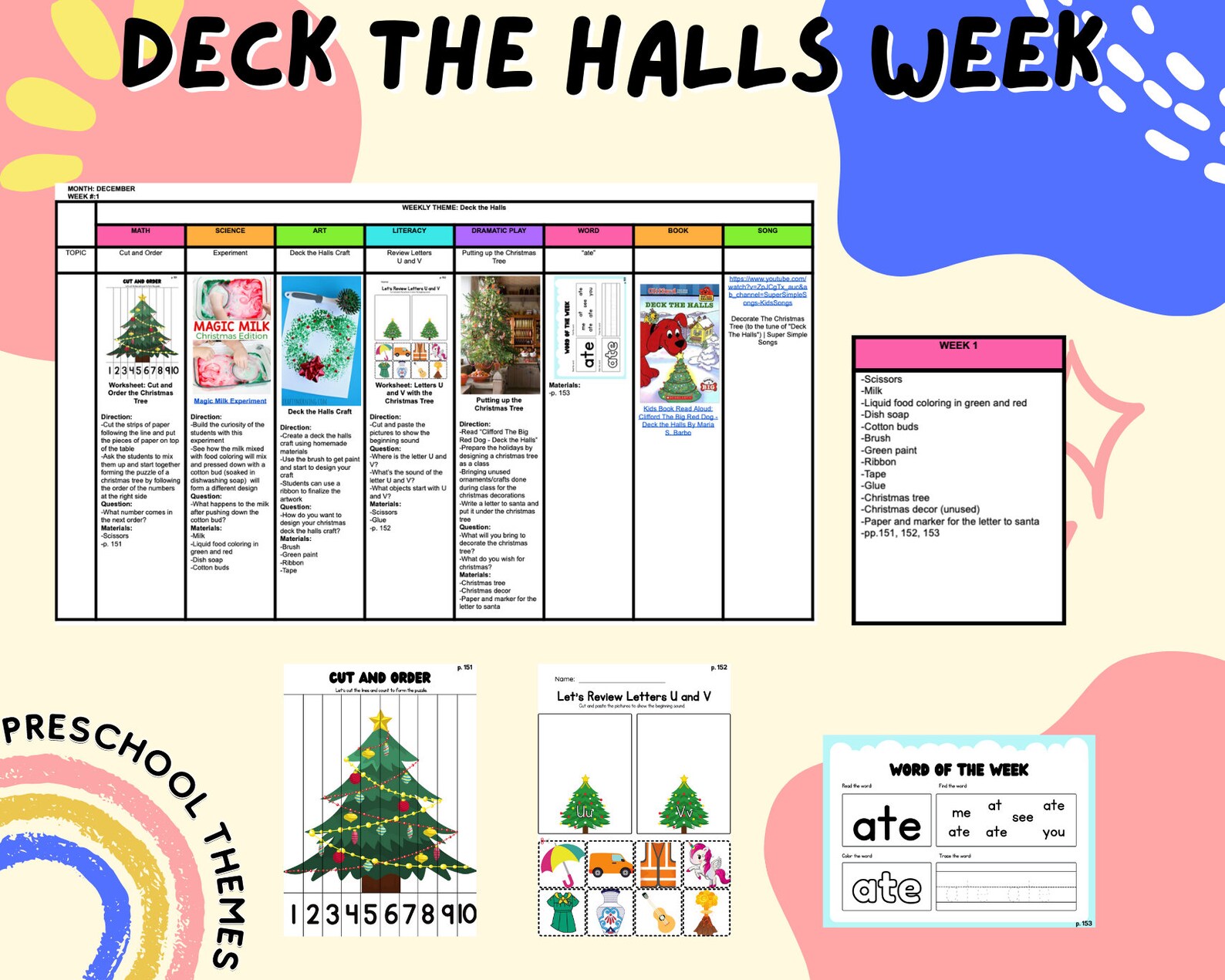 WINTER THEMES Printable Preschool Lesson Plan BUNDLE /dec Mar Lessons ...