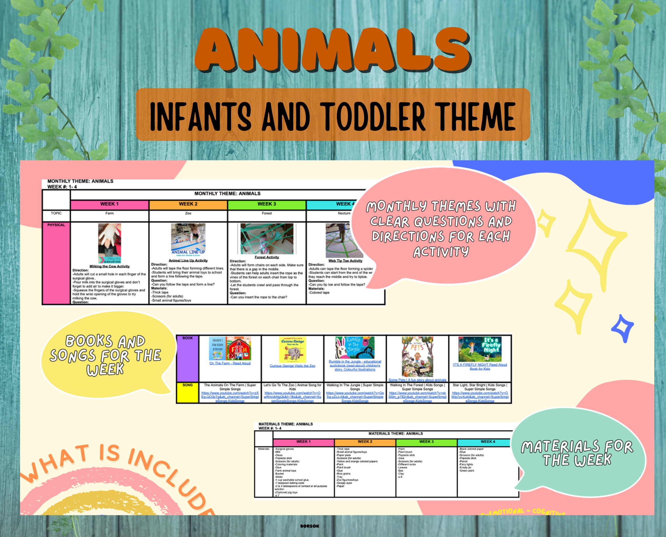 Animals Theme Lesson Plan: Toddler & Preschool Activities (printable ...
