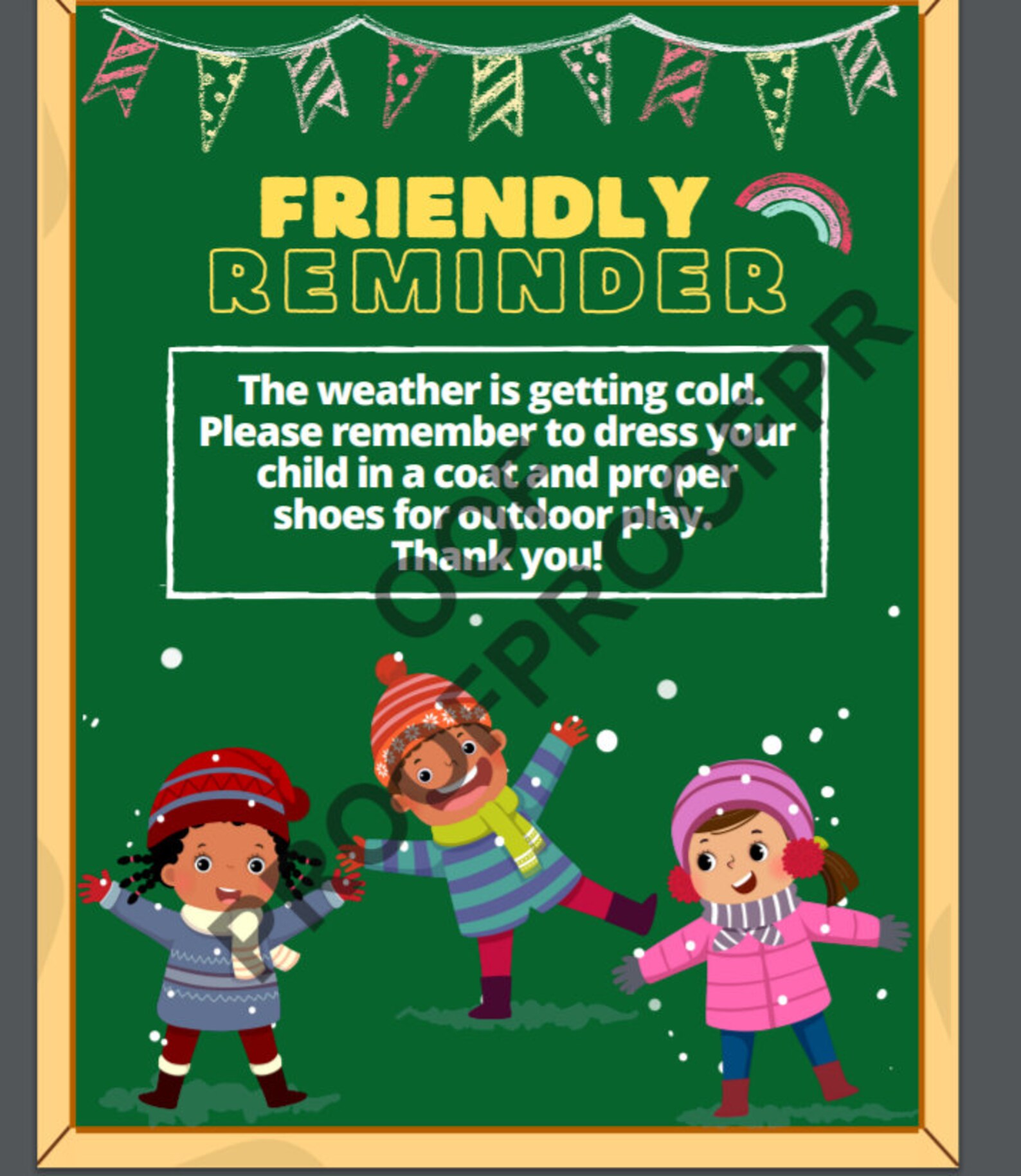 FRIENDLY Reminders/daycare, Preschool, Childcare Business/ 12 Printable ...