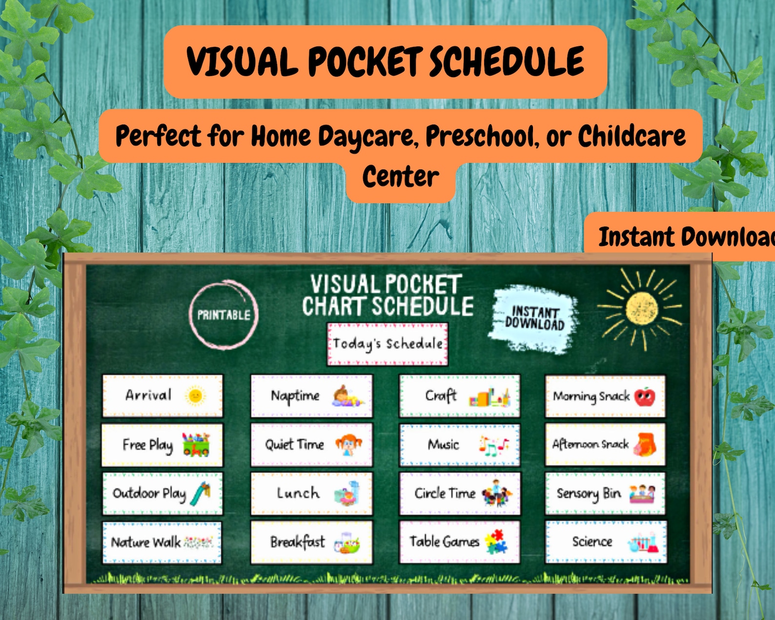 VISUAL POCKET SCHEDULE/ Perfect for Home Daycare, Preschool, or ...