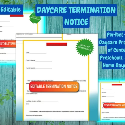 DAYCARE TERMINATION NOTICE/ Editable/ Perfect for Daycare - Etsy